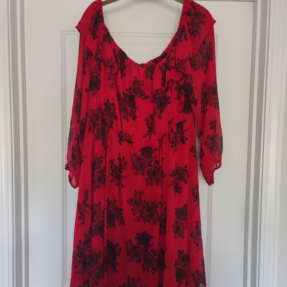 torrid | Dresses | Torrid Red Floral Flounce Dress | Poshmark